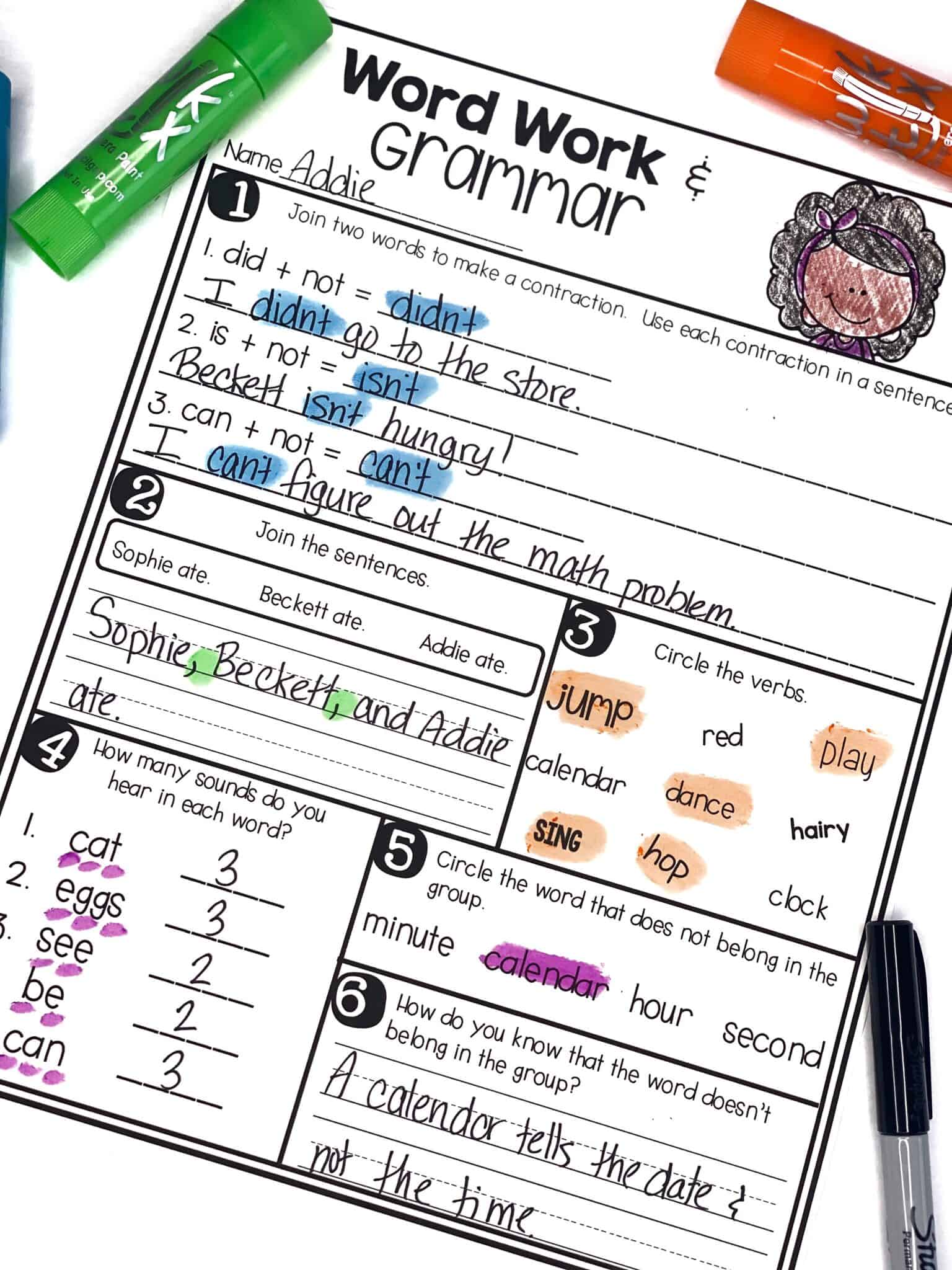 Word Work and Grammar Review Worksheets | Hollie Griffith