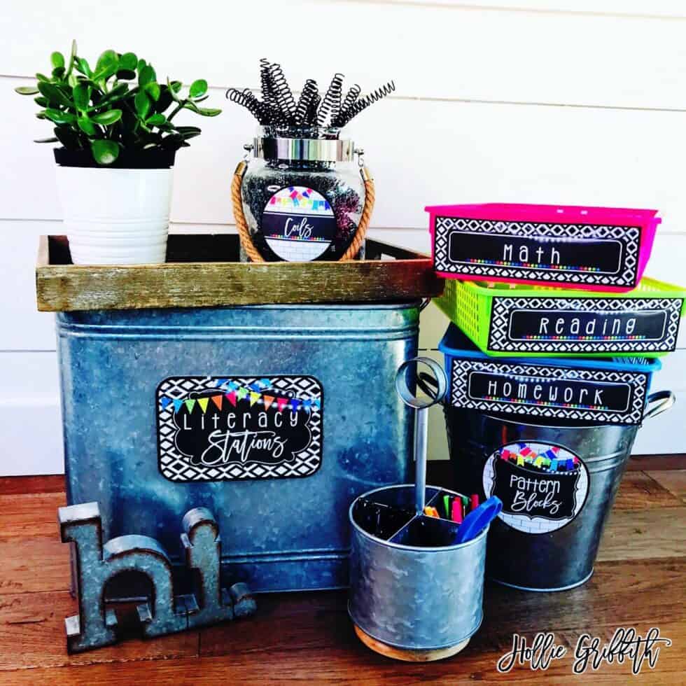 Classroom Reveal | Farmhouse Flair Neon Tile Classroom Decor | Hollie ...